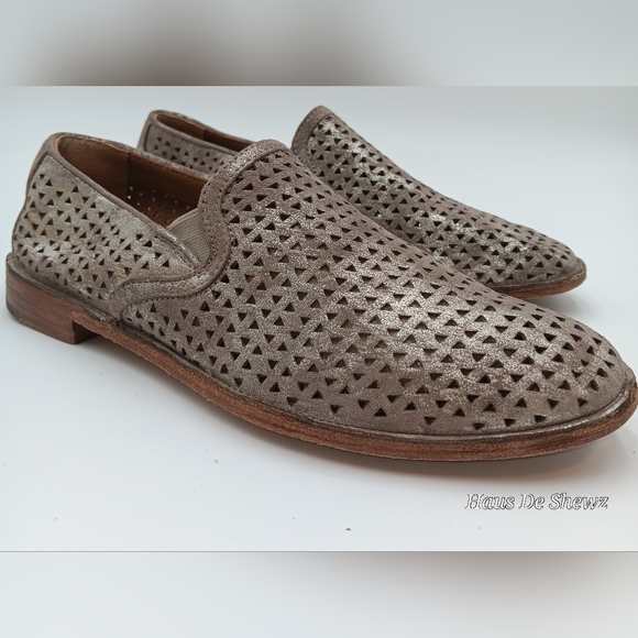 Trask | Shoes | Hs Trask Womens Ali Perforated Loafers Metallic Almond ...